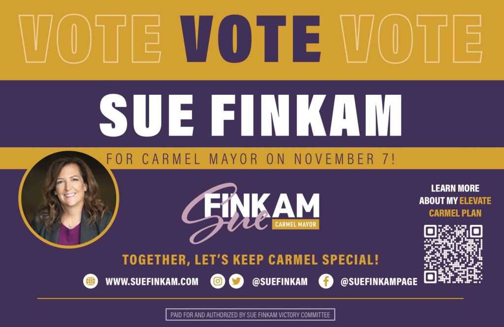 Sue Finkam for Carmel Mayor: Together, Let's Keep Carmel Special!