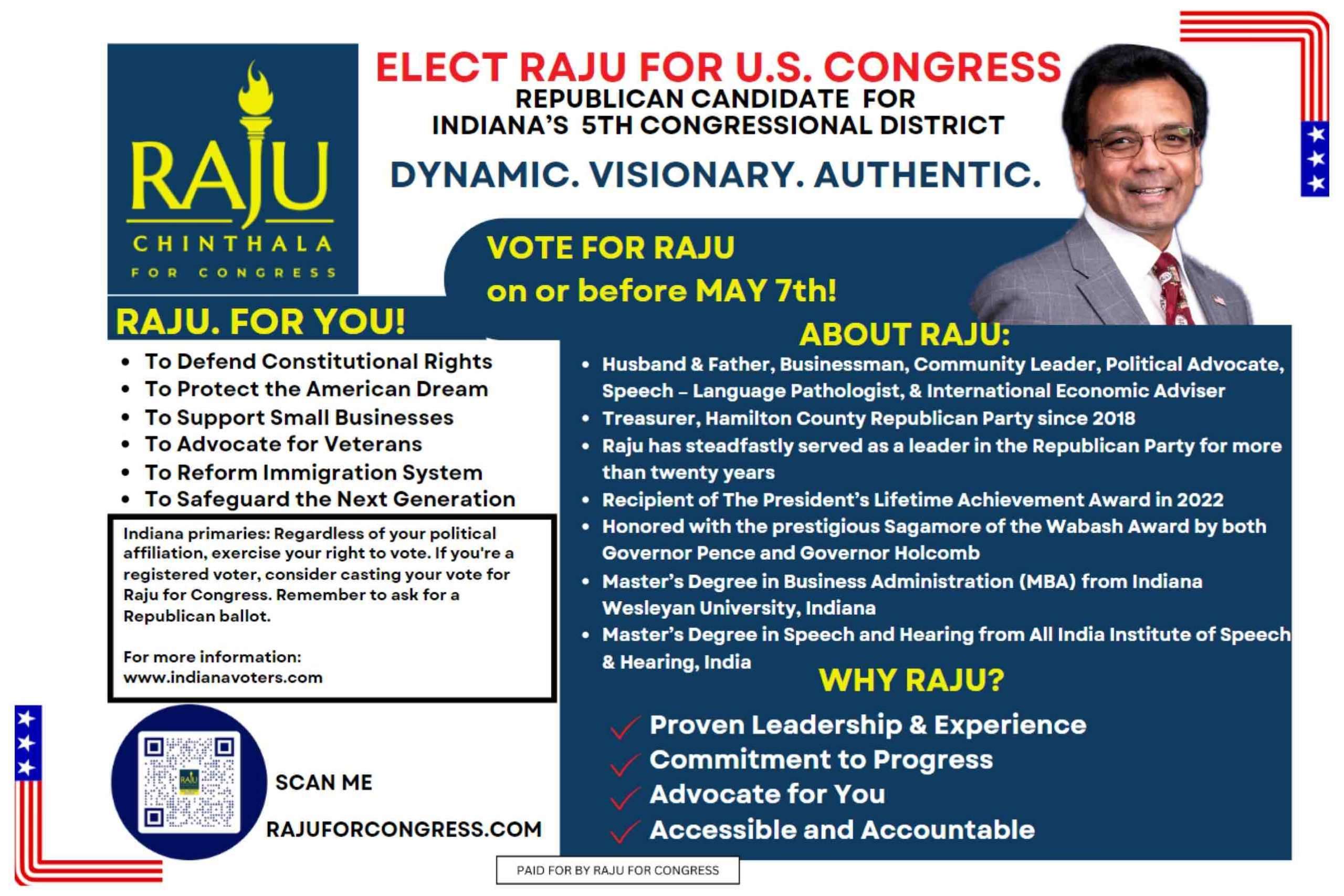Campaign Spotlight: Raju Chinthala for Indiana’s 5th Congressional District